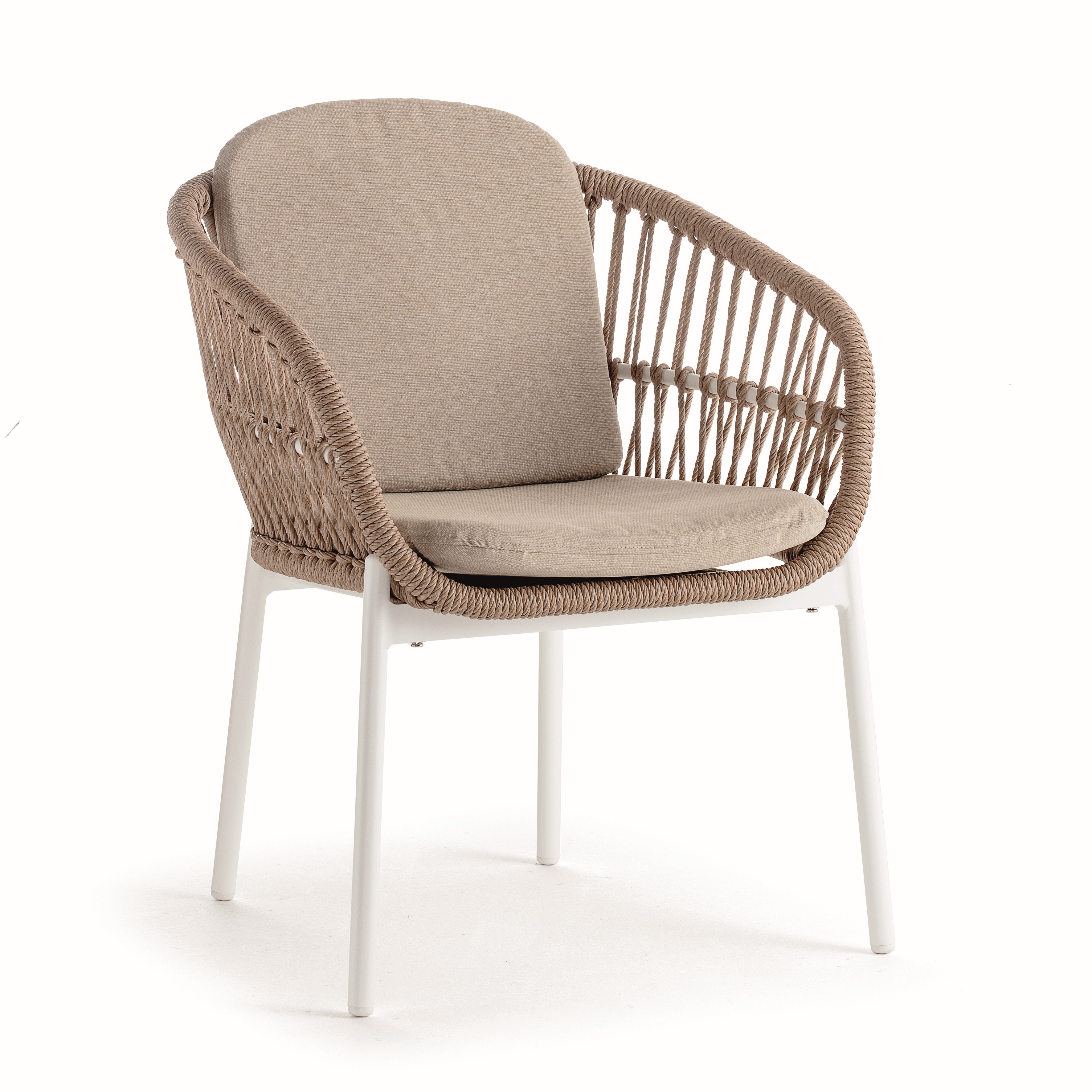 Grattoni Como Lounge Gartensessel - Aluminium - Seilgeflecht - inkl. Polster - weiß/grün/beige ...